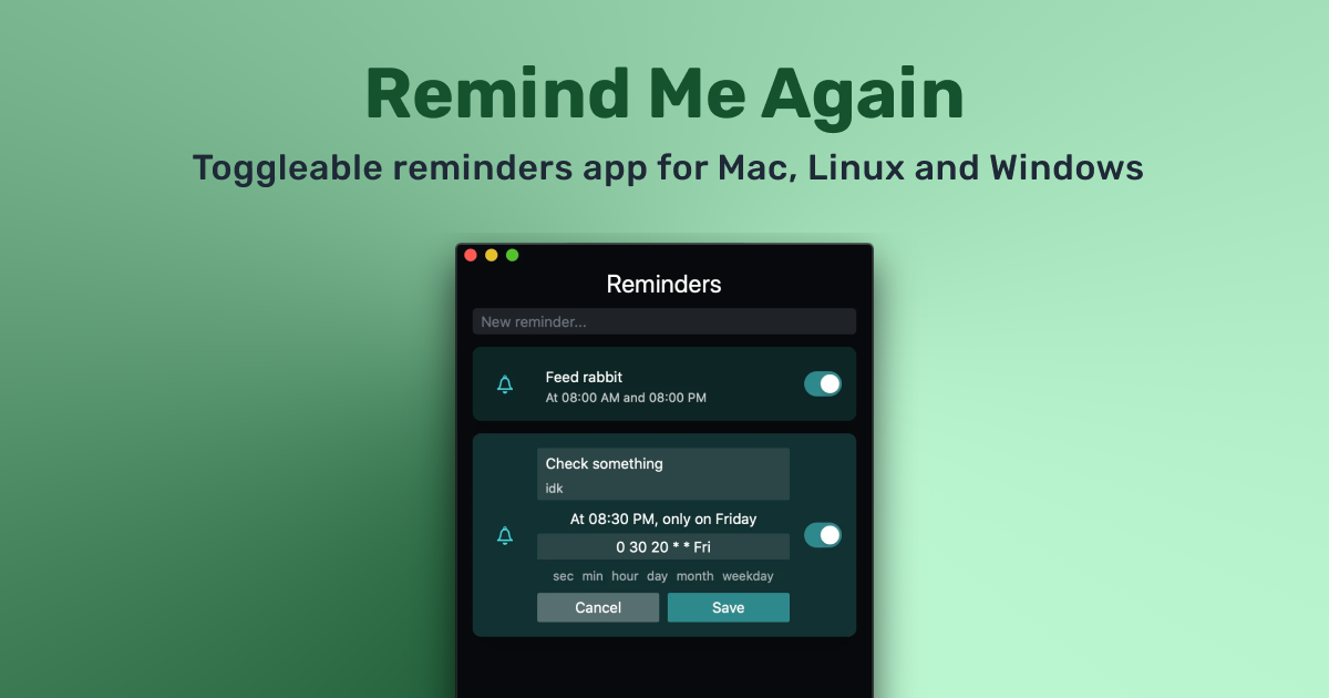 Remind Me Again — Made with Tauri